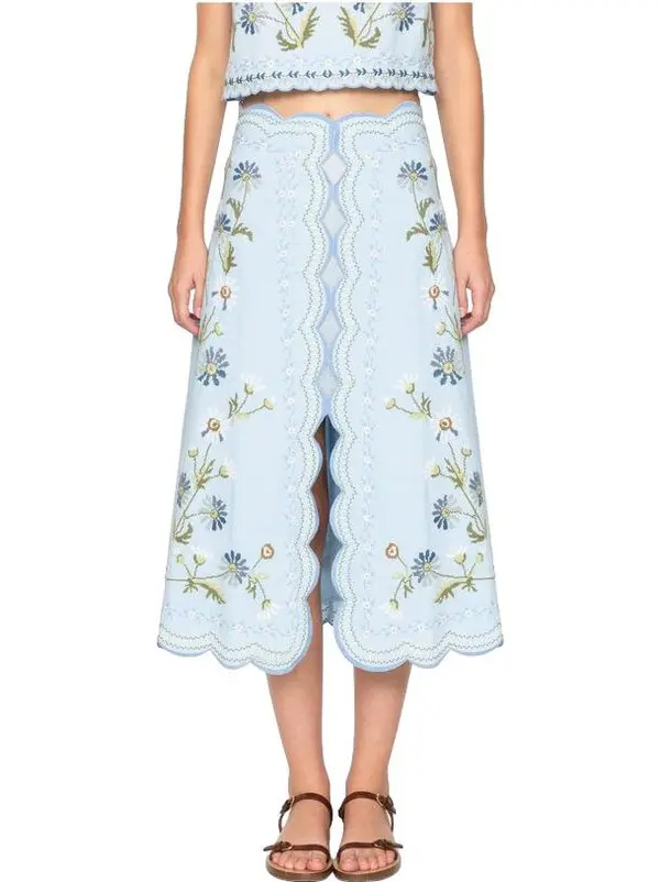 Sea Audra Embroidered Skirt - Blue