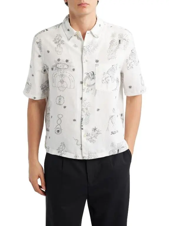 ALLSAINTS Terra Print Short Sleeve Button-up Shirt - Ecru
