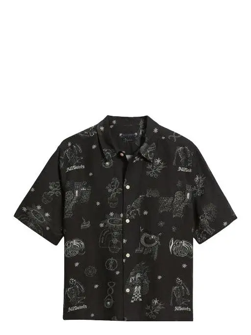 ALLSAINTS Terra Print Short Sleeve Button-up Shirt - Jet Black