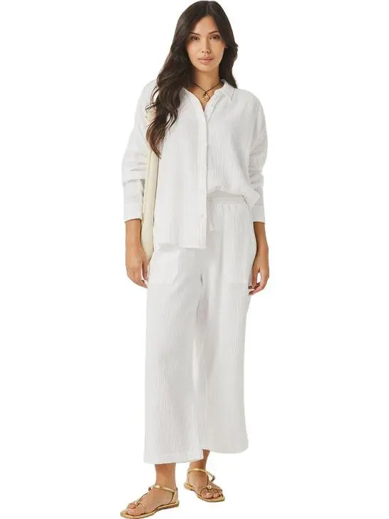 Splendid Ava Gauze Button-down Shirt - White