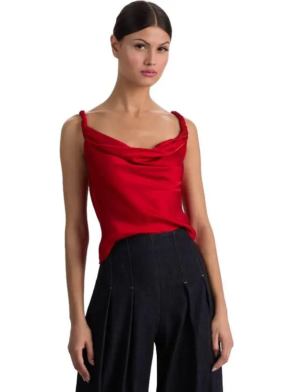 Alice + Olivia Monique Twist Strap Tank - Red
