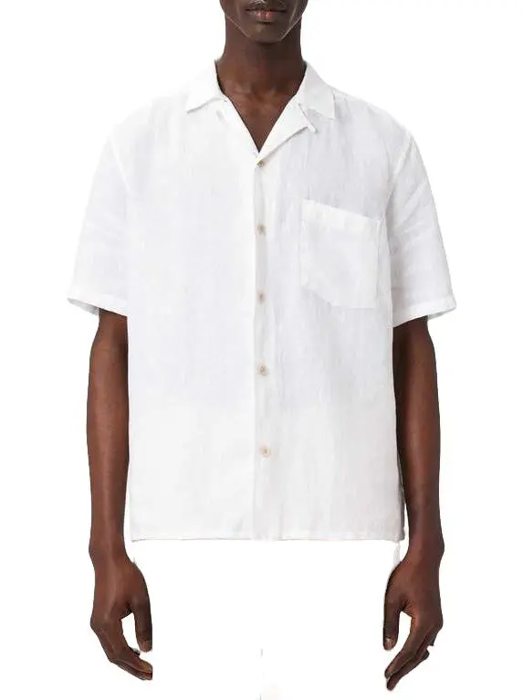 ALLSAINTS Tri Embroidered Linen Camp Shirt - Ecru