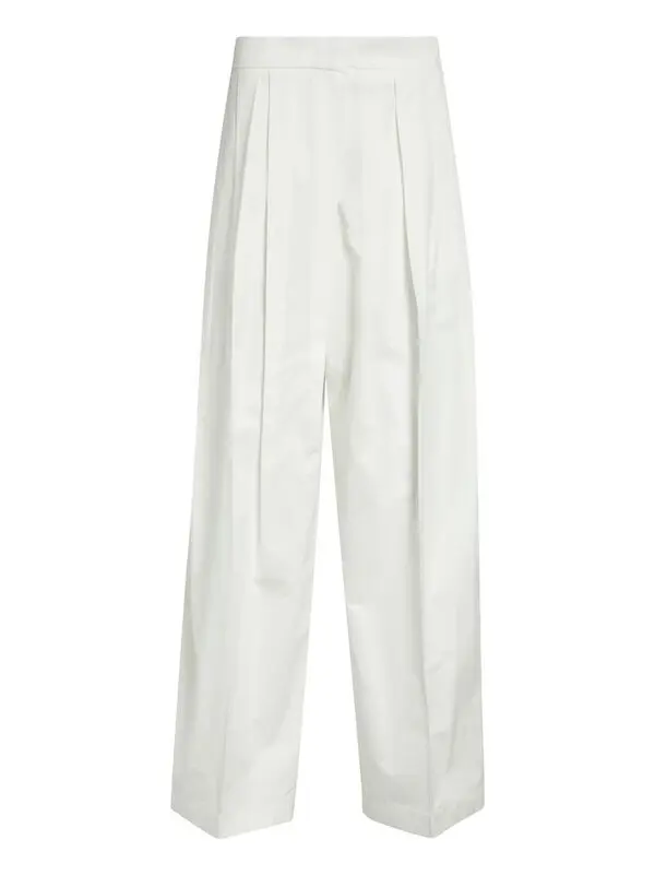 JIL SANDER Pleated Straight Leg Pants - Latte