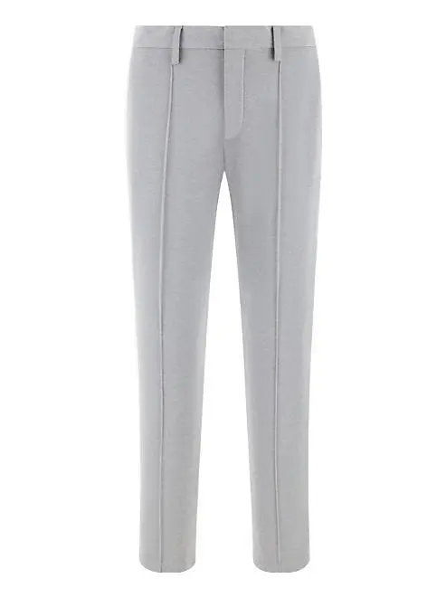 Boggi Milano Jersey Straight-leg Cotton-blend Trousers - Grey