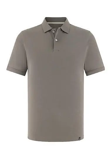Boggi Milano Short-sleeved Piqué Cotton-blend Polo Shirt - Mud