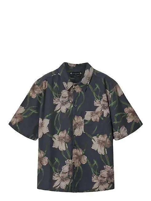 ALLSAINTS Climber Floral-print Cotton Shirt - Jet Black