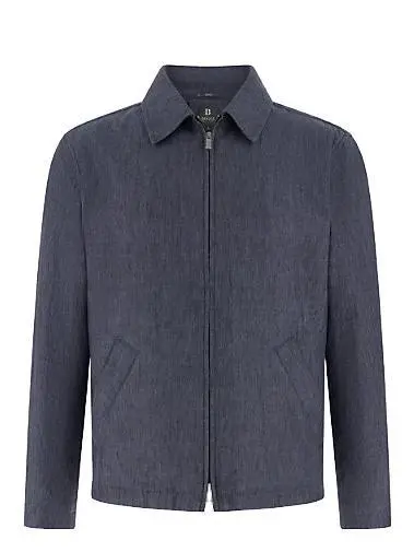 Boggi Milano Side-pocket Linen-blend Bomber Jacket - Indigo