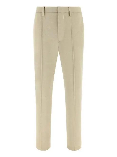 Boggi Milano Cotton-blend Jersey Straight-leg Trousers - Beige