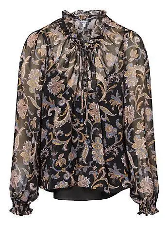 Veronica Beard Hickory Paisley-print Silk Blouse - Black Multi