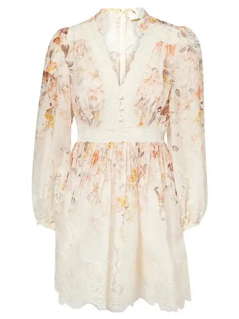 Zimmermann Luna Lace-trim Mini Dress - Cream Songbird