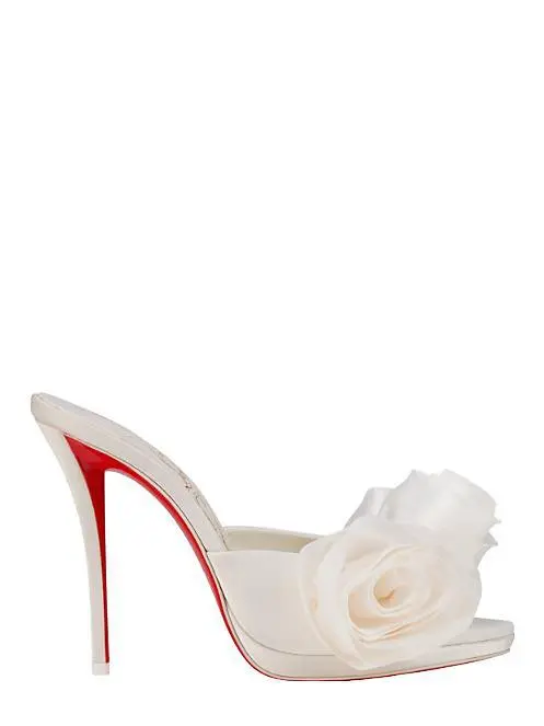 CHRISTIAN LOUBOUTIN Mere Lachaise 120 Satin Mules - Ivory/lin Snow