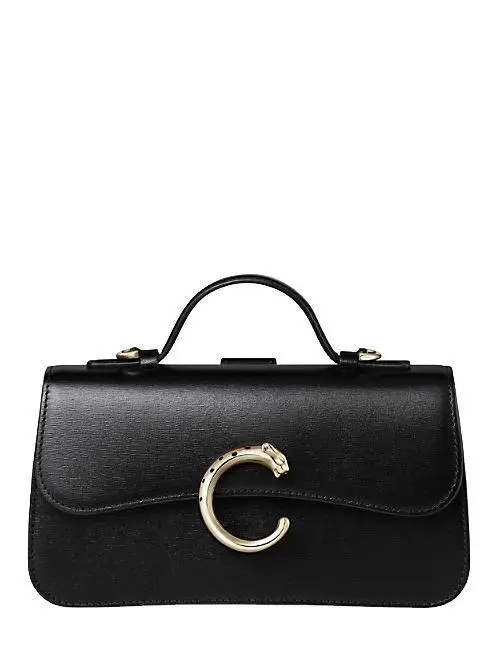 CARTIER Panthère C Nano Leather Top-handle Bag - Black