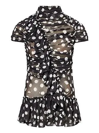 Dries Van Noten Polka-dot Ruffled Silk Shirt - Black