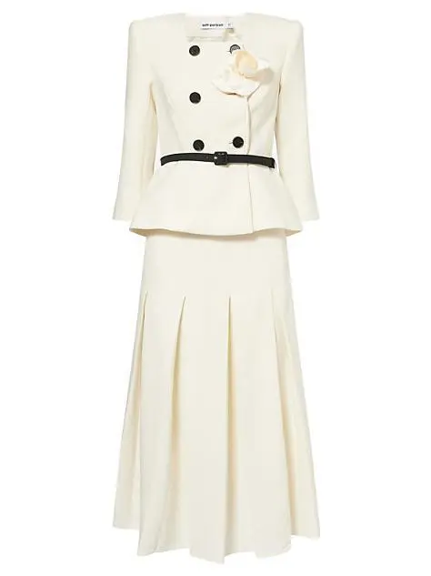 SELF-PORTRAIT Tailored Wool-blend Midi Dress - Cream