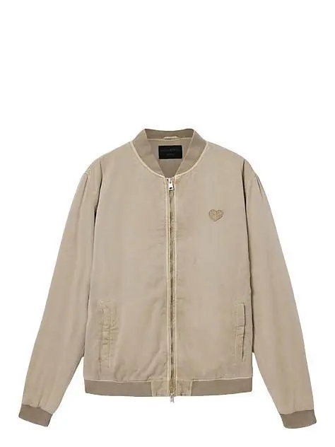 ALLSAINTS Forres Logo-embroidered Bomber Jacket - Dune Brown
