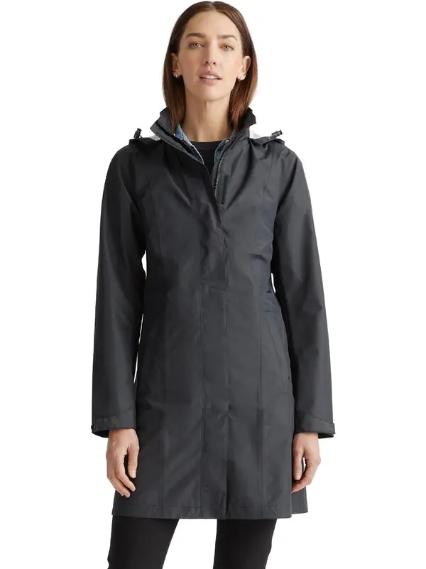 Quince Weatherproof Long Rain Shell Jacket - Black