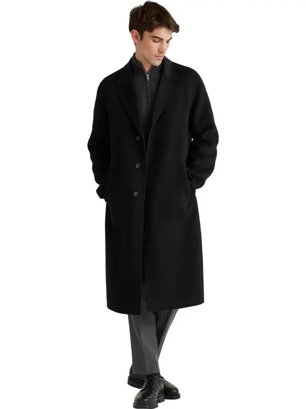 Quince 100% Mongolian Cashmere Double-faced Overcoat - Black