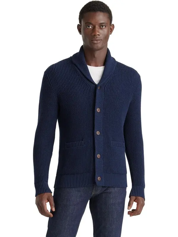 Quince Shawl-collar Cardigan Sweater - Navy