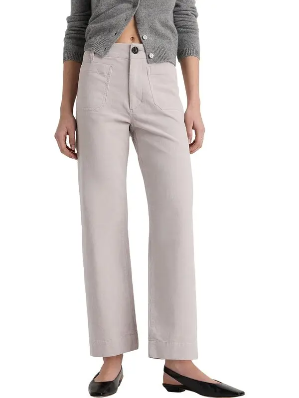 Quince Organic Stretch Corduroy Cropped Wide Leg Pants - Granite Grey