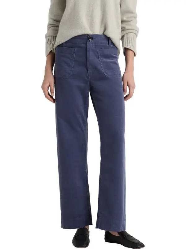Quince Organic Stretch Corduroy Cropped Wide Leg Pants - Storm Blue