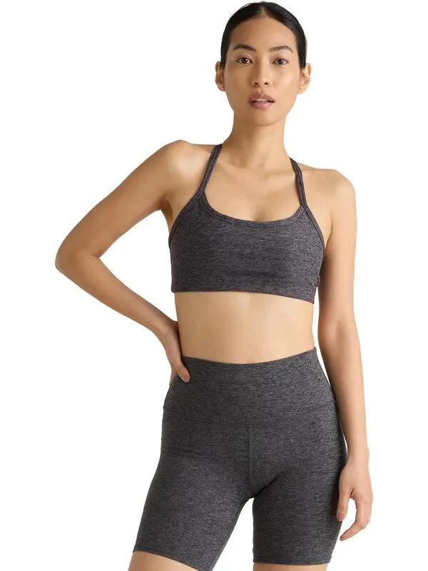 Quince Ultra-soft Scoop Neck Racerback Bra - Heather Charcoal