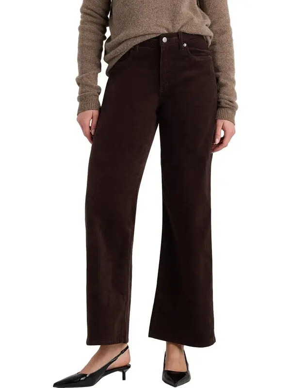 Quince Organic Stretch Corduroy Wide Leg Pants - Espresso