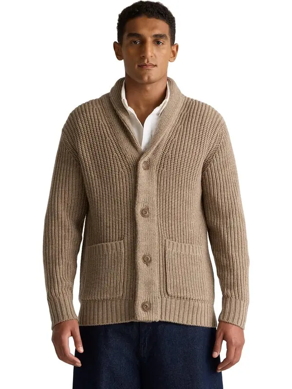 Quince Australian Merino Wool Shawl Collar Cardigan Sweater - Malted Toffee