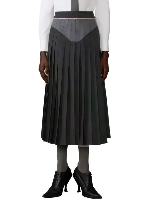 Thom Browne Pleated Midi Skirt - Grey