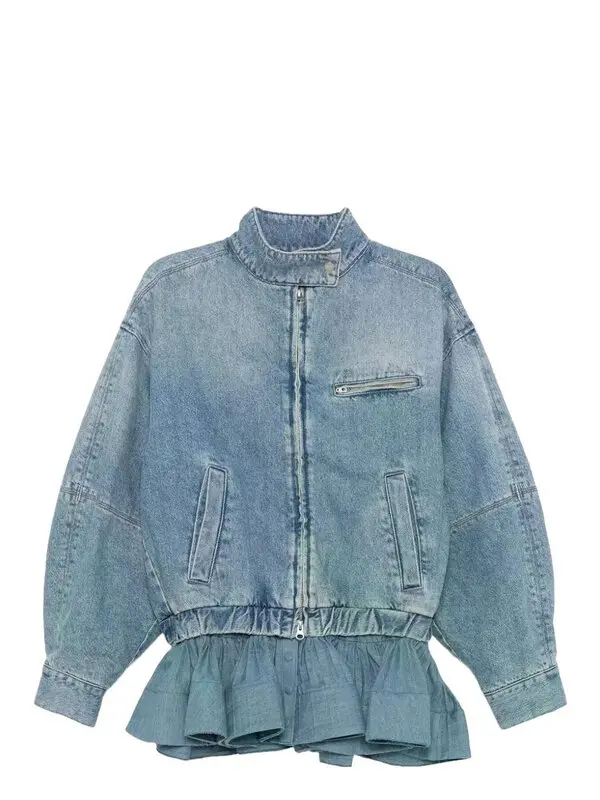 YCH Peplum-hem Denim Jacket - Blue