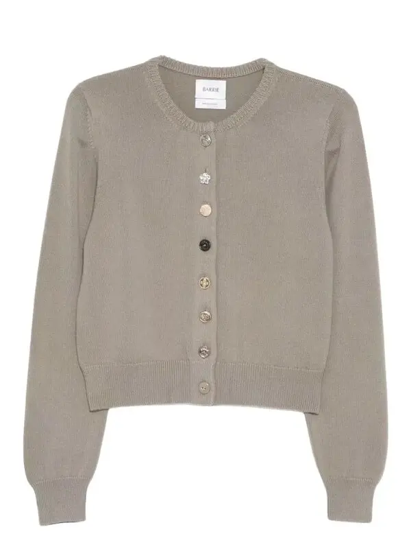 BARRIE Cotton And Cashmere Jewelled Button Cardigan - Neutrals