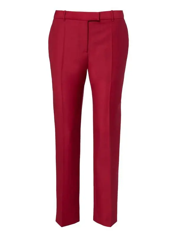 Alexander McQueen Cropped Slim Wool And Mohair Pants - Red