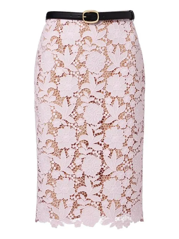 SELF-PORTRAIT Lace Pencil Skirt - Pink