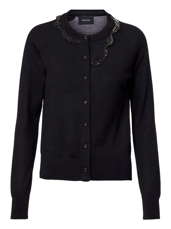 Simone Rocha Embellished Wool And Silk Cardigan - Black