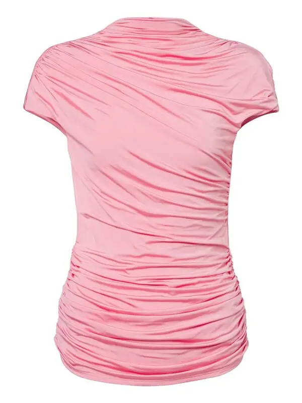 SELF-PORTRAIT Ruched Jersey Top - Pink