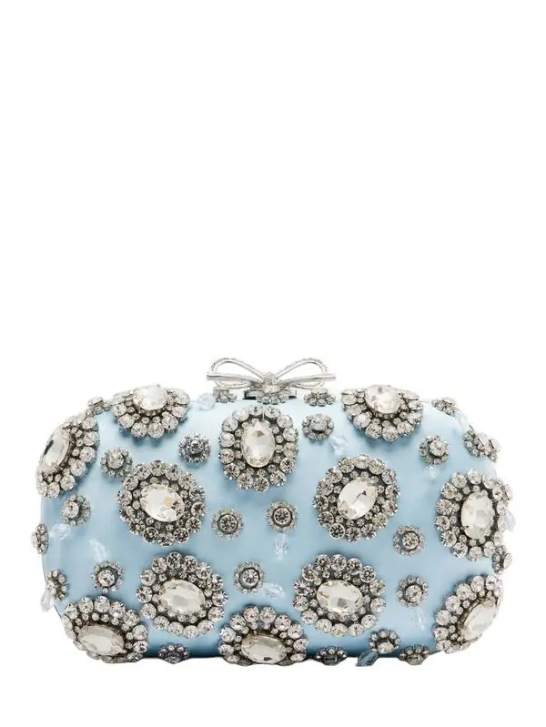 SELF-PORTRAIT Crystal-embellished Clutch - Blue