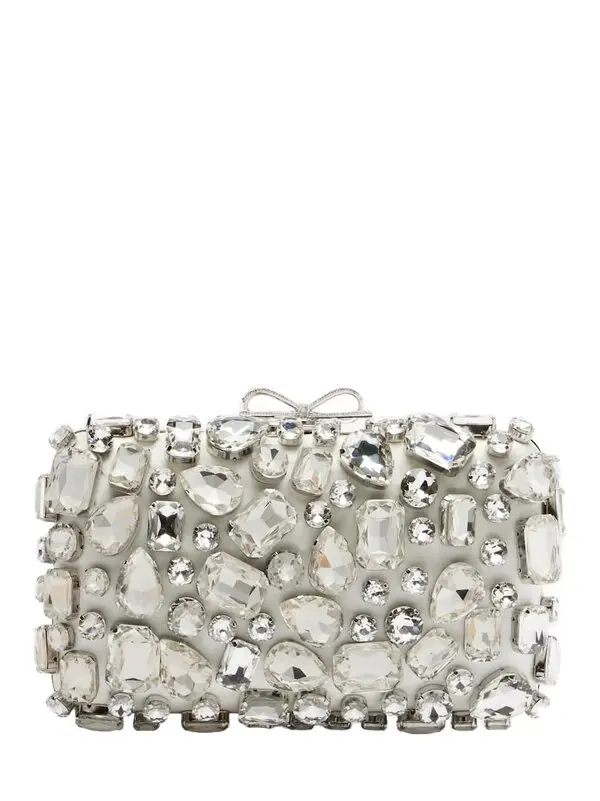 SELF-PORTRAIT Crystal-embellished Clutch - White