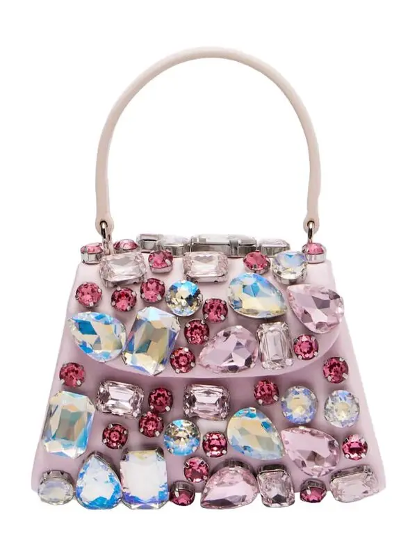 SELF-PORTRAIT Mini Embellished Satin Top-handle Bag - Pink