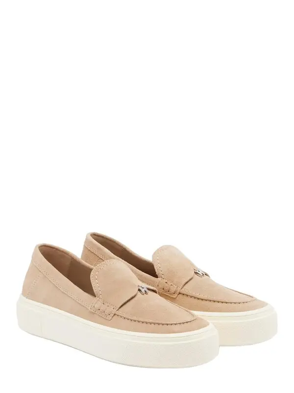 Hogan Crosswind Suede Loafers - Beige