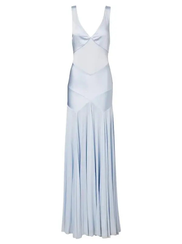 SELF-PORTRAIT Paneled Satin Gown - Blue