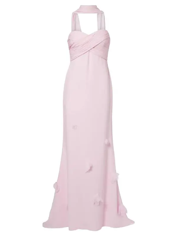 SELF-PORTRAIT Scarf-detail Georgette Gown - Pink