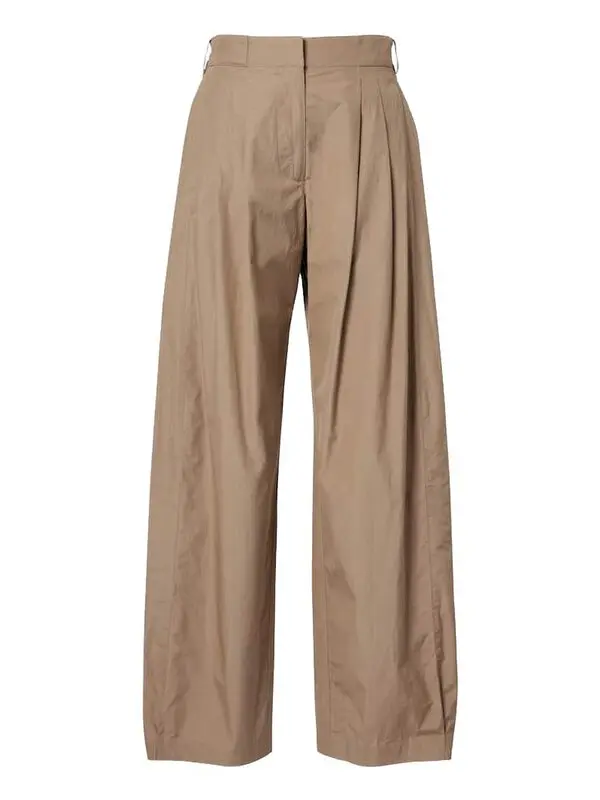 THE ROW Iven Cotton Poplin Wide-leg Pants - Green