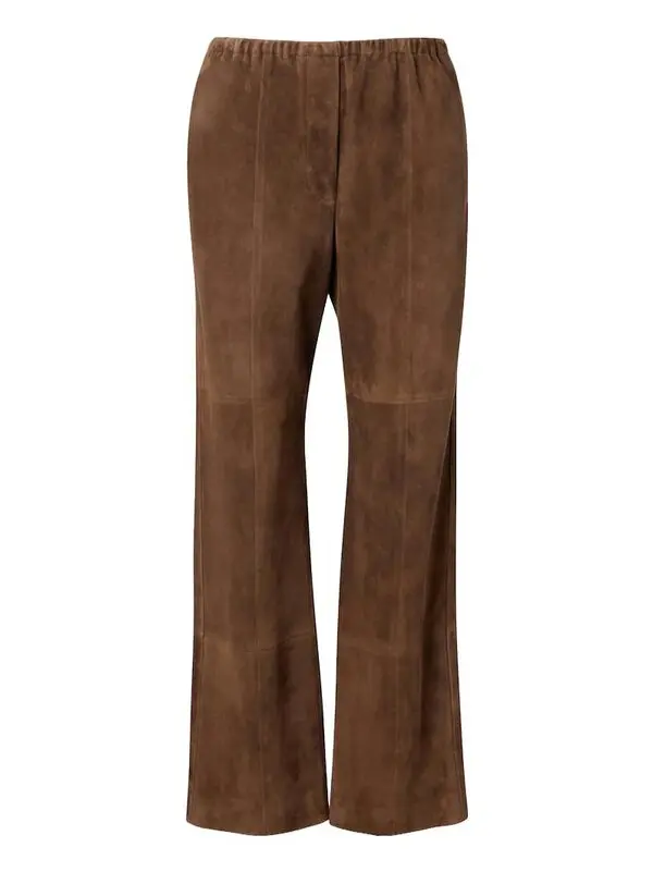 THE ROW Kenan Bootcut Suede Pants - Brown