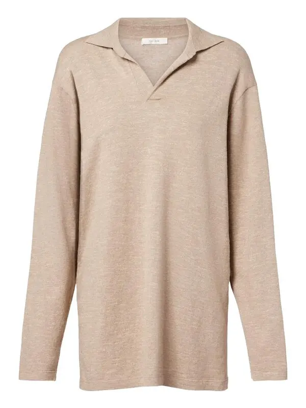 THE ROW Niosa Cotton And Linen Polo Sweater - Beige