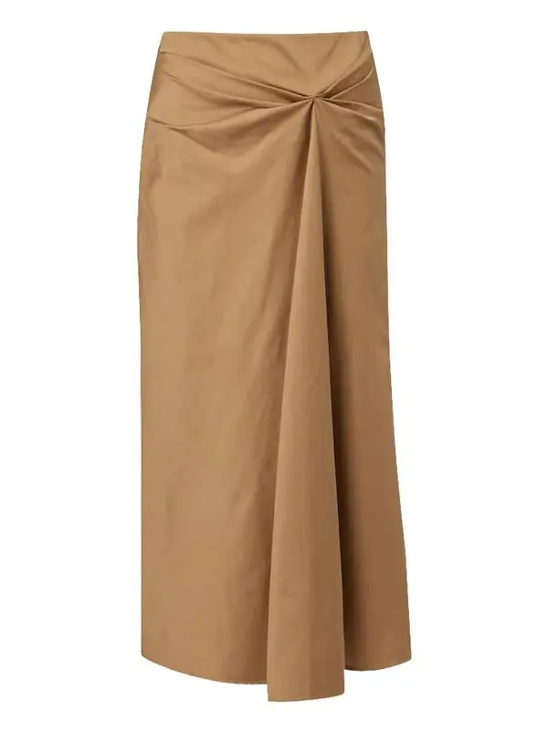 Max Mara Cotton-blend Satin Midi Skirt - Beige