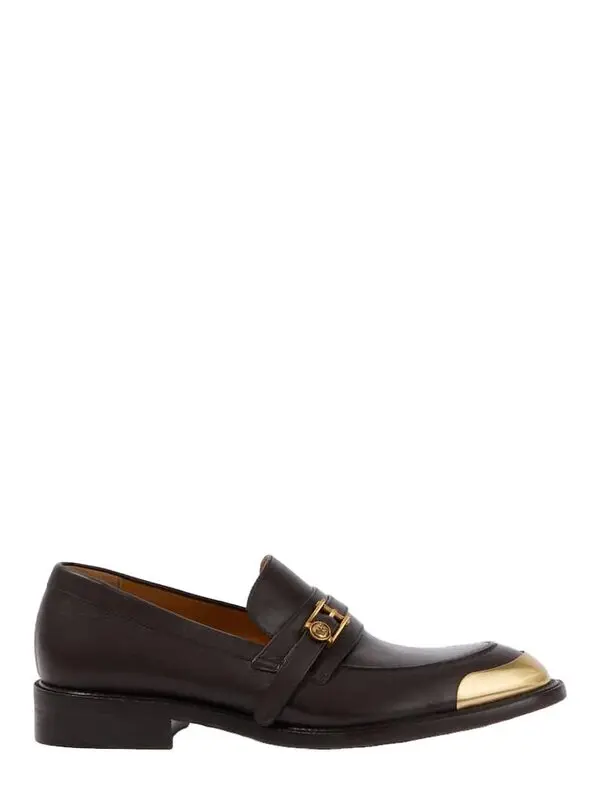 Versace Primo Medusa Leather Loafers - Brown