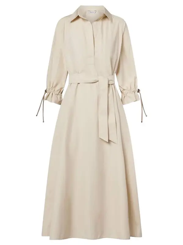 Max Mara Mirto Oversized Cotton Poplin Shirt Dress - Beige