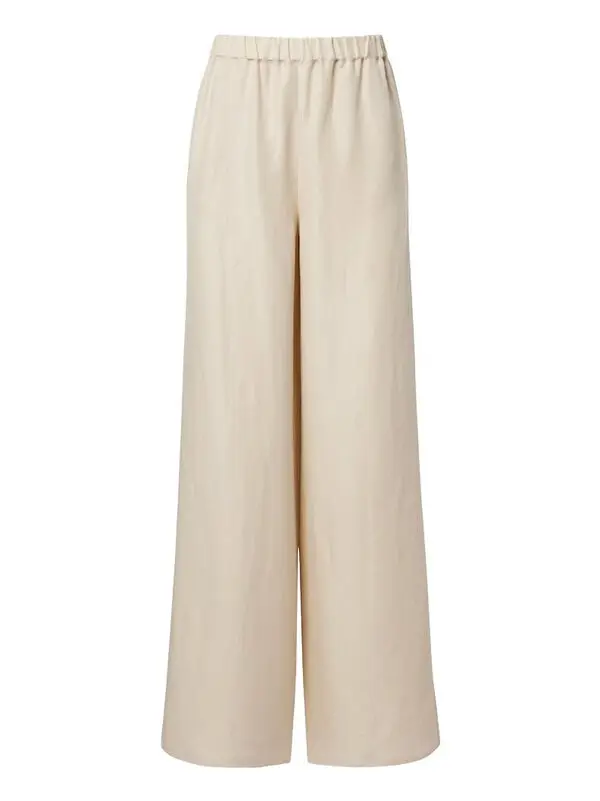 Max Mara Oro Linen And Silk Wide-leg Pants - Beige