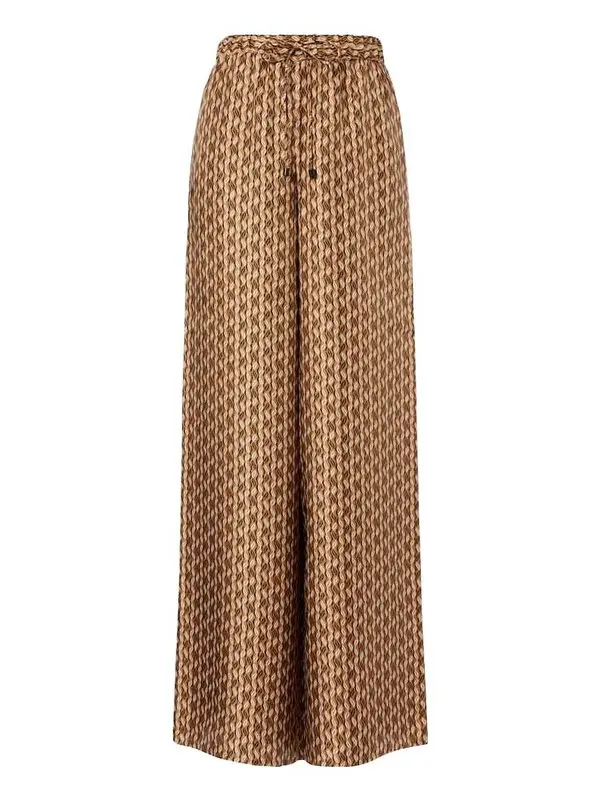 Max Mara Clarino Printed Silk Twill Palazzo Pants - Beige