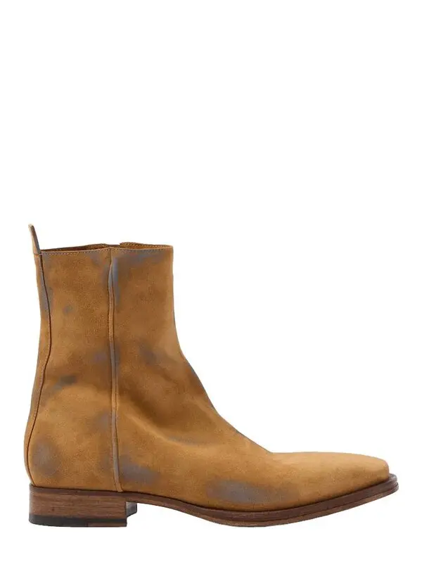 Acne Studios Distressed Suede Ankle Boots - Beige