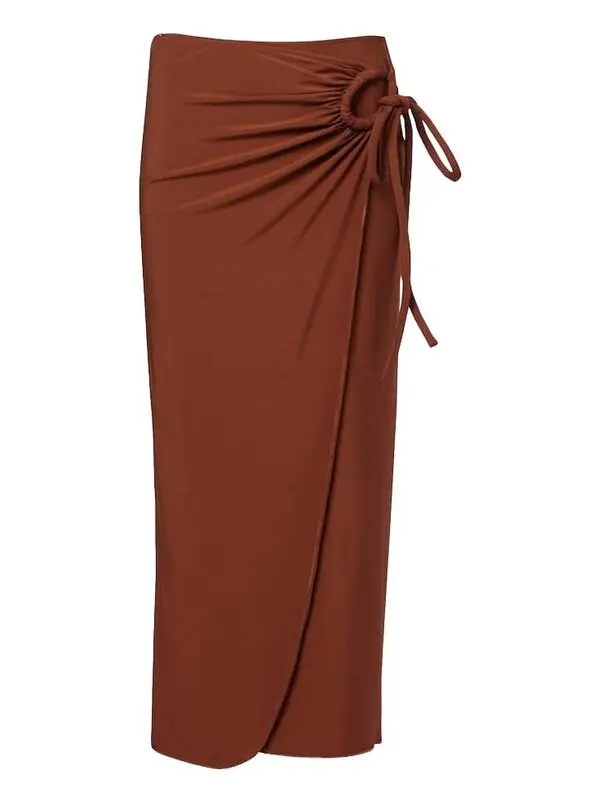 Max Mara Afoso Gathered Jersey Wrap Skirt - Brown